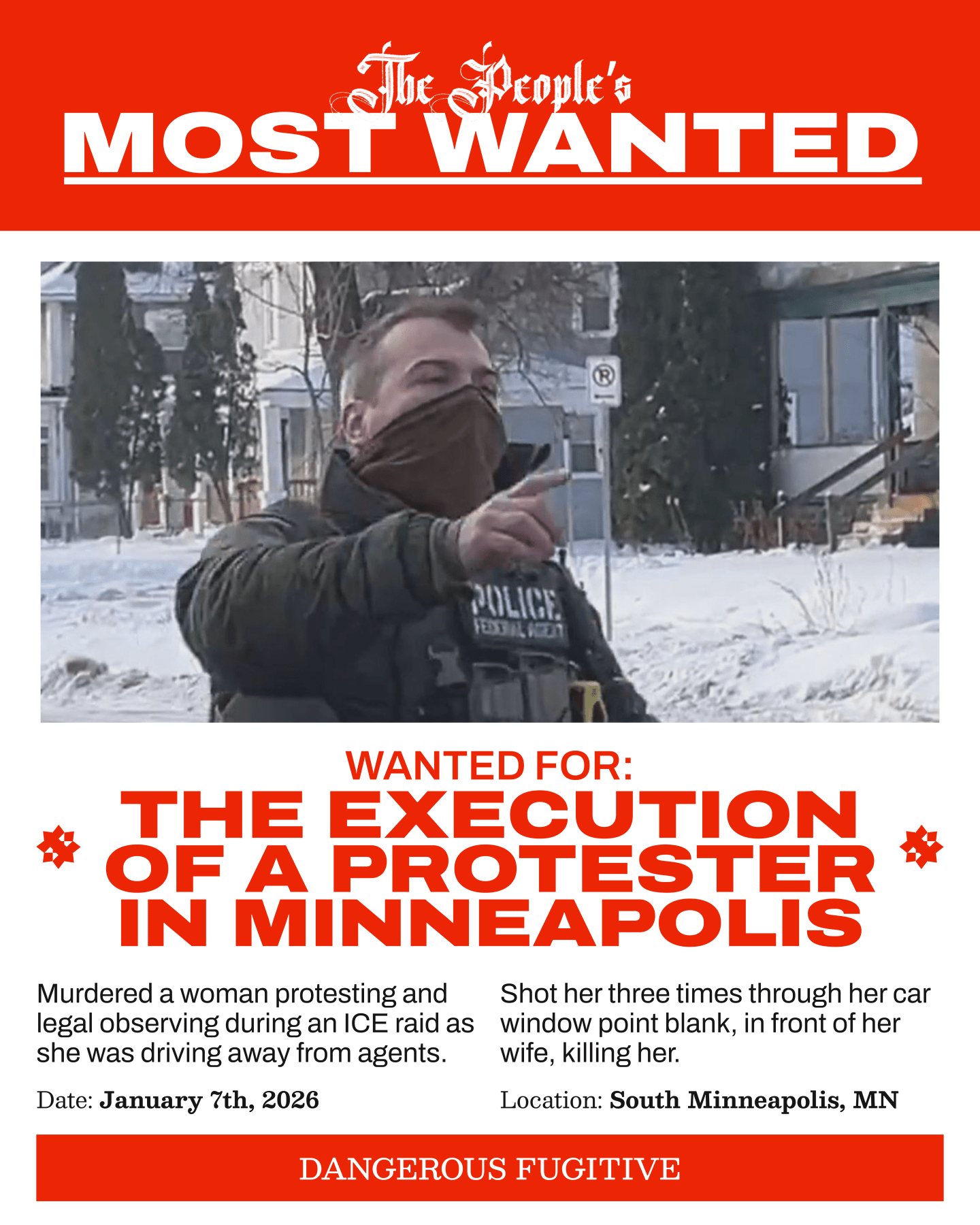 WANTED POSTER: ICE Agent Murdered Minneapolis Protester – Dare to Struggle